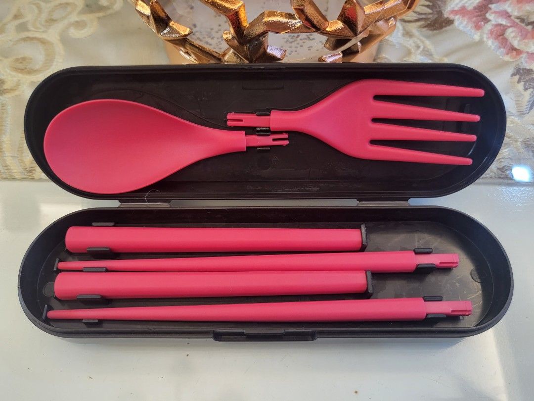 Sanrio Hello Kitty Kiddie Spoon & Fork w/ Chopsticks, Furniture & Home ...