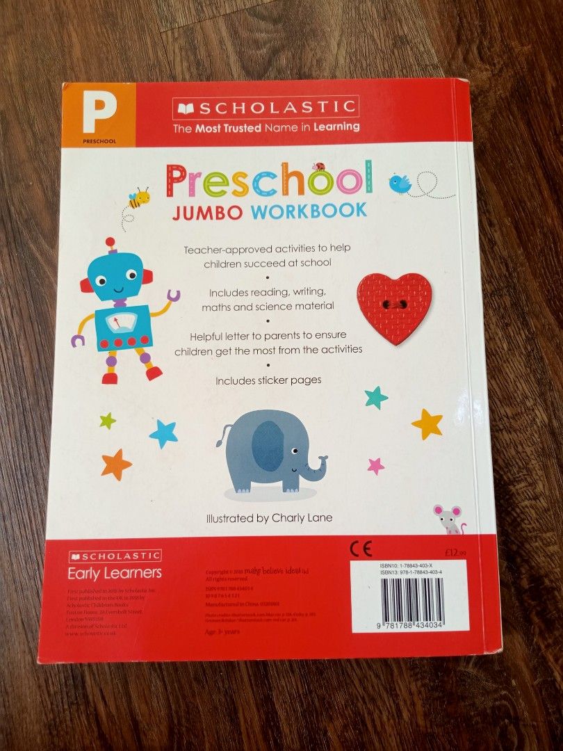 Scholastic preschool jumbo workbook, Buku & Alat Tulis, Buku Anak-Anak ...
