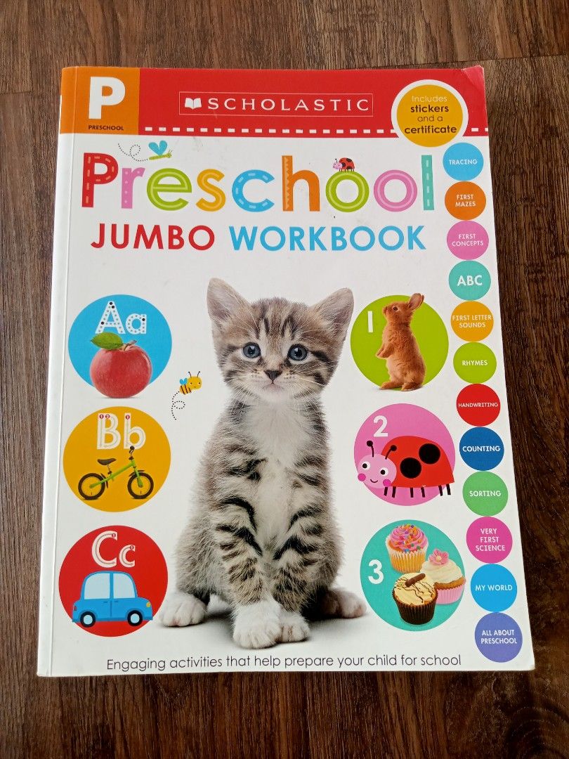Scholastic preschool jumbo workbook, Buku & Alat Tulis, Buku Anak-Anak ...