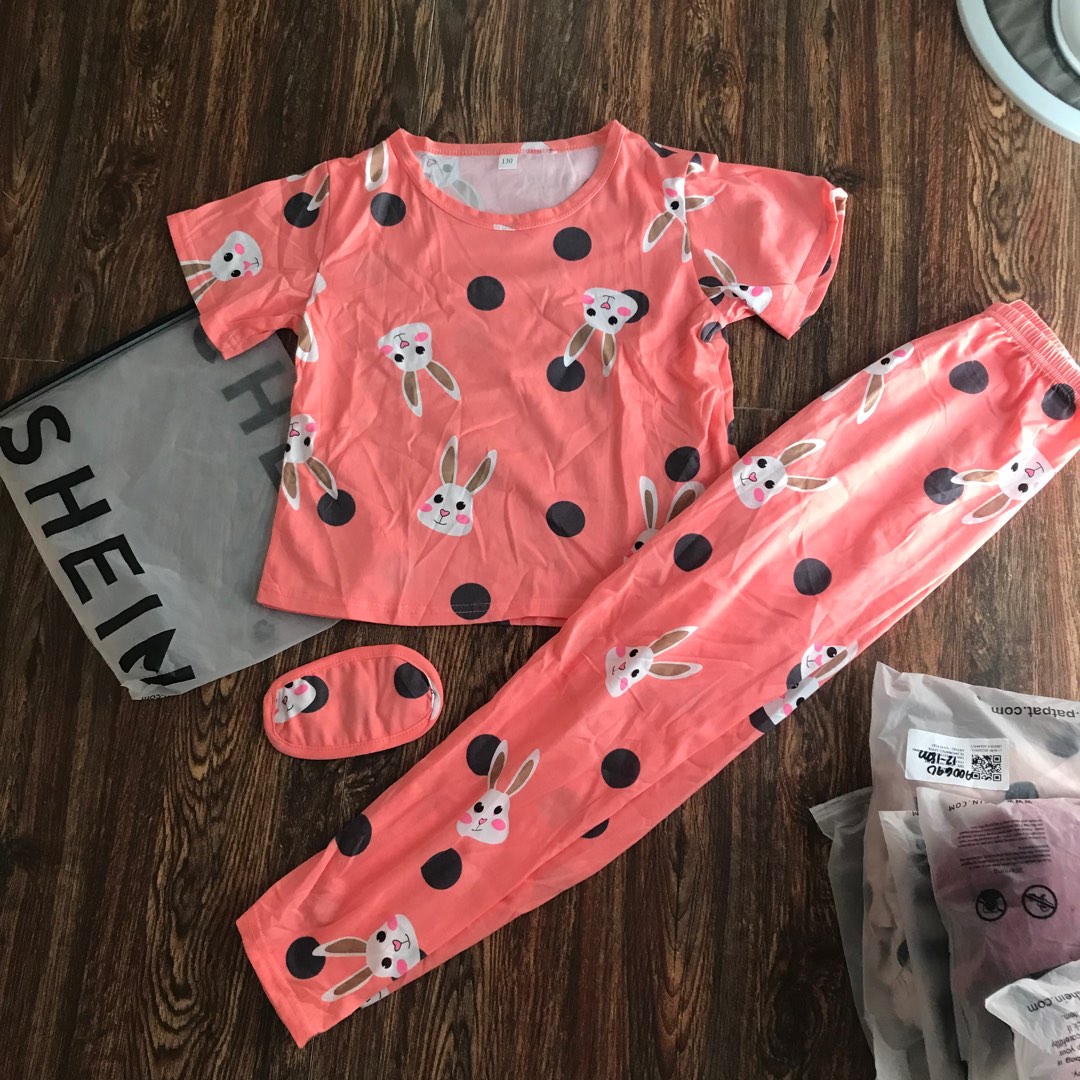 SHEIN RABBIT PRINT SLEEP WEAR SET, Women's Fashion, Dresses & Sets ...