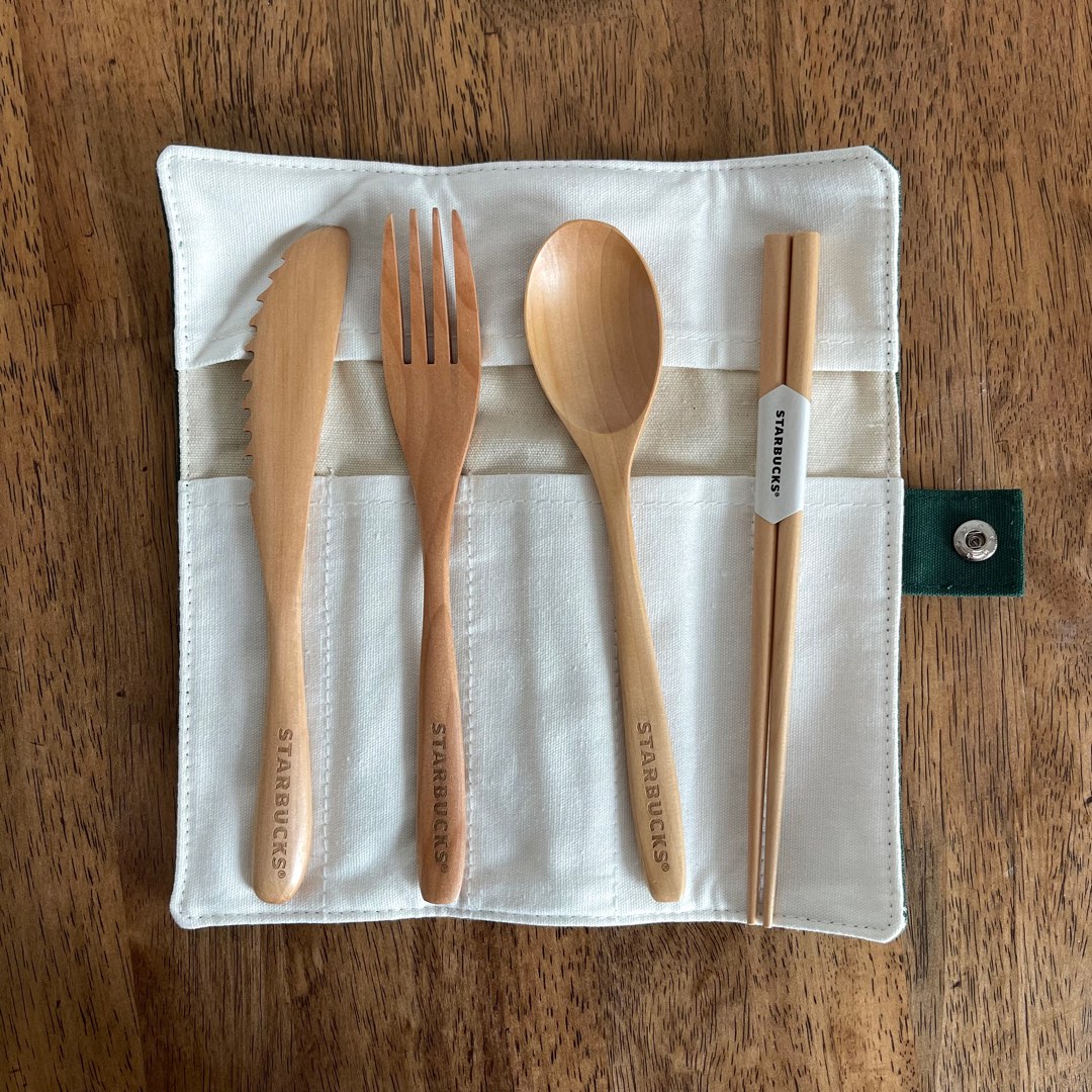 Starbucks Cutlery and Tote Bag Set, Furniture & Home Living ...
