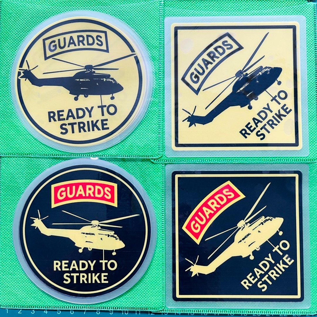 Static Cling Decals : GUARDS / READY TO STRIKE . 11cm diameter . Price ...