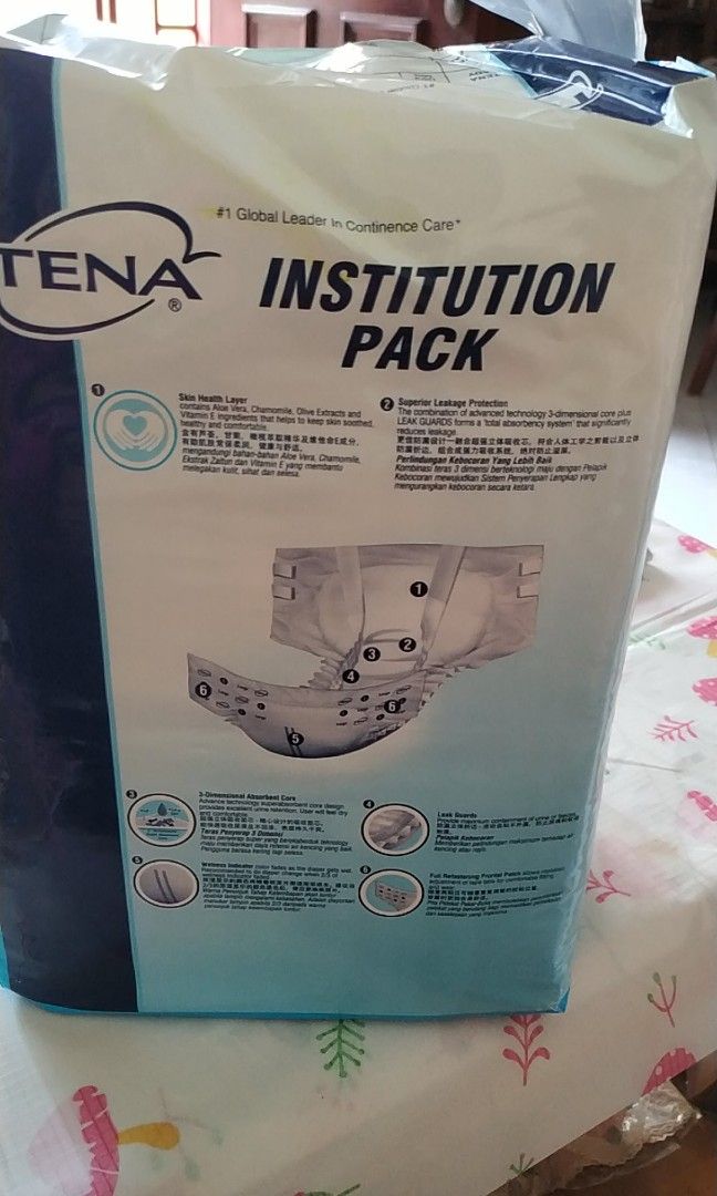 Tena Institution pack Adult diaper L size, Health & Nutrition, Medical ...