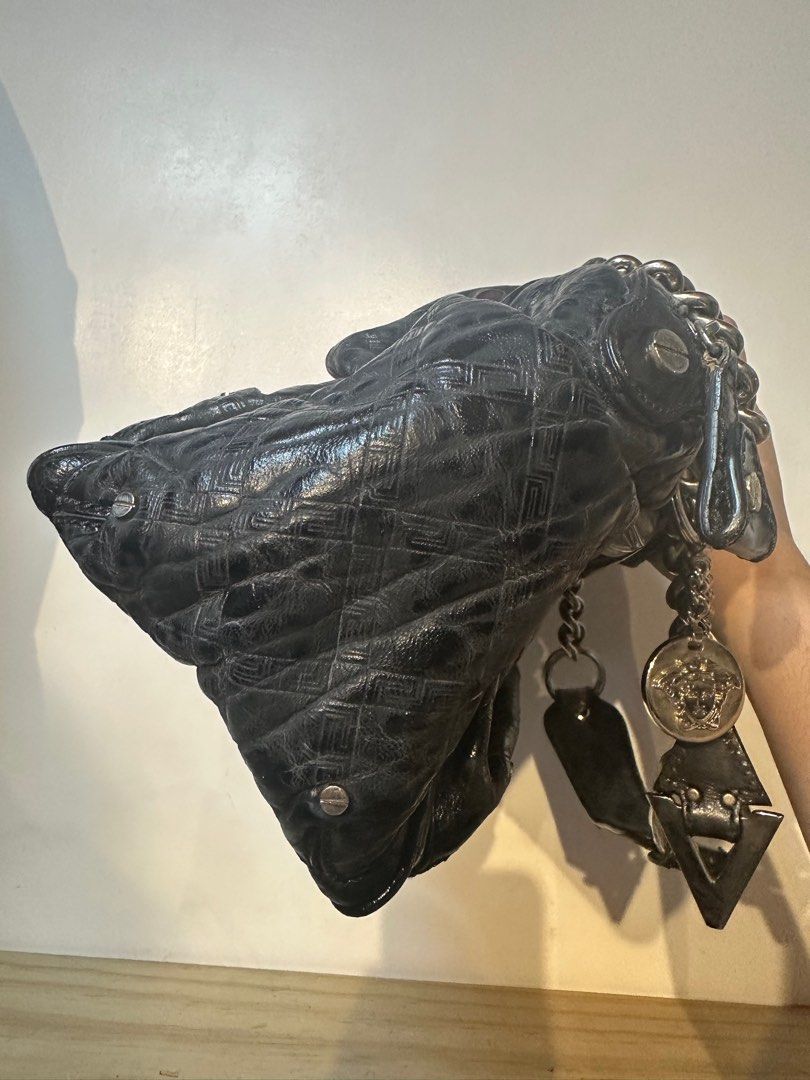 Versace Holographic Black Textured Patent, Luxury, Bags & Wallets on ...