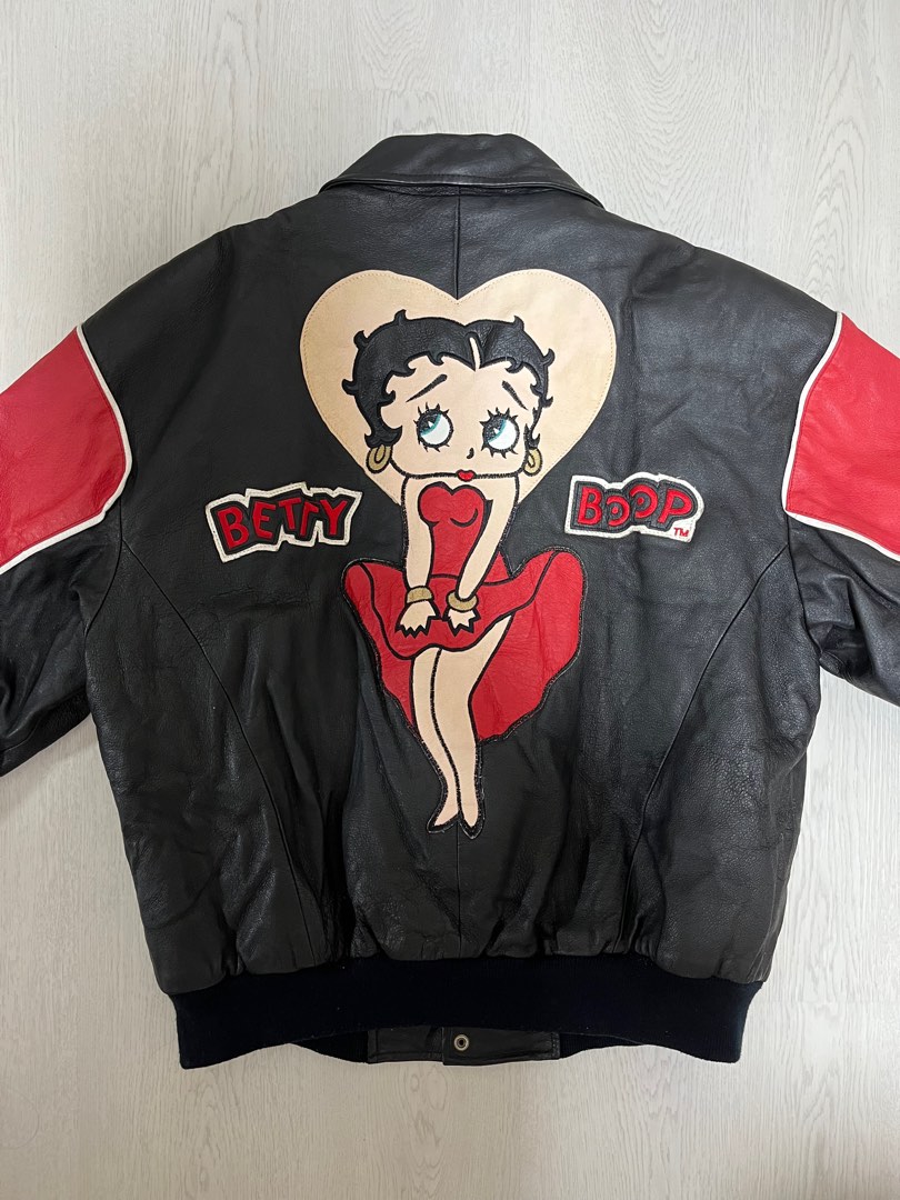 Vintage Betty Boop Varsity Leather Jacket, Men's Fashion, Coats ...