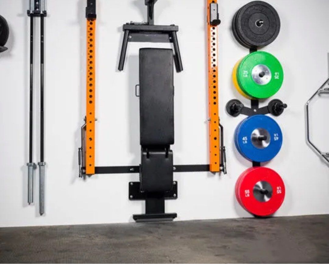 Wall mounted Gym Bench - space saving, Sports Equipment, Exercise ...