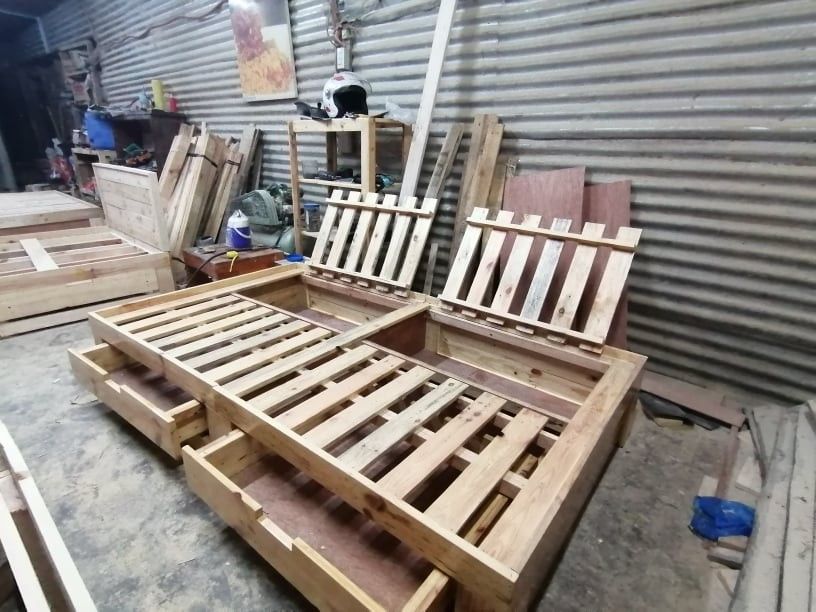 Wooden Bedframe palochina, Furniture & Home Living, Furniture, Bed ...