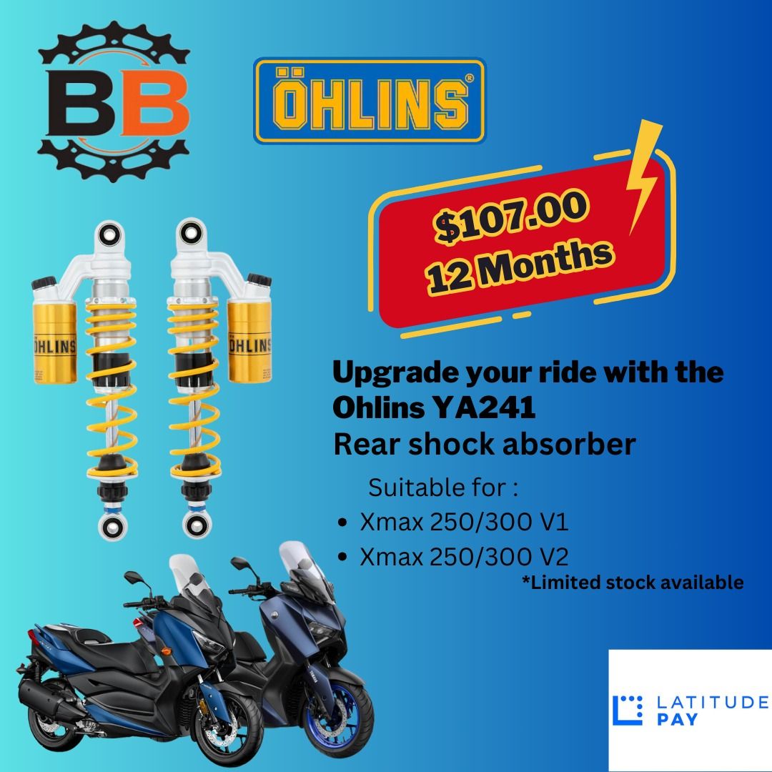 Yamaha XMAX 250/300 Ohlins rear shock absorber YA241, Motorcycles ...