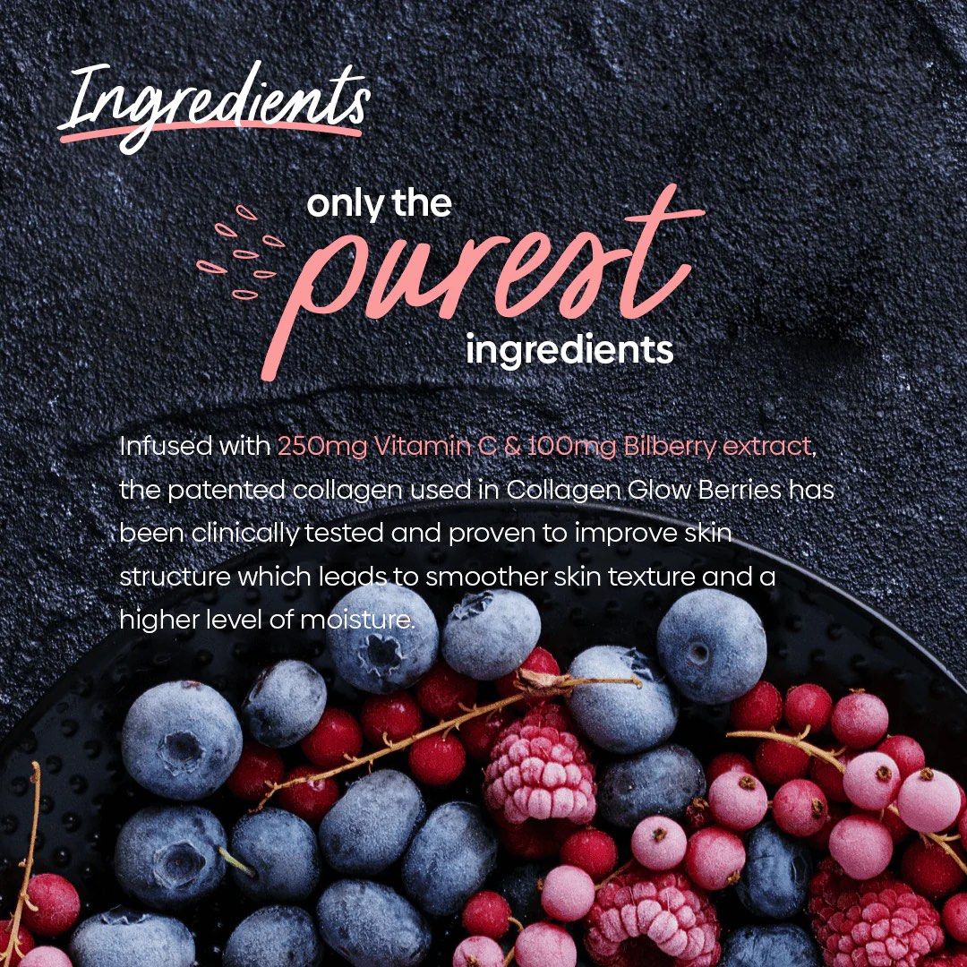 30 sachets - Collagen glow berries drink, Health & Nutrition, Health ...