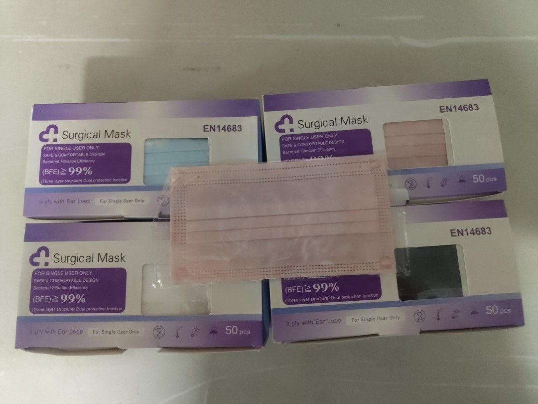3 PLY INDIVIDUAL PACK SURGICAL MASK, Health & Nutrition, Face Masks ...