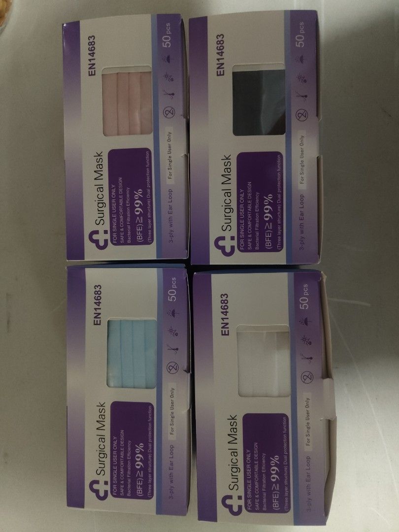 3 PLY INDIVIDUAL PACK SURGICAL MASK, Health & Nutrition, Face Masks ...