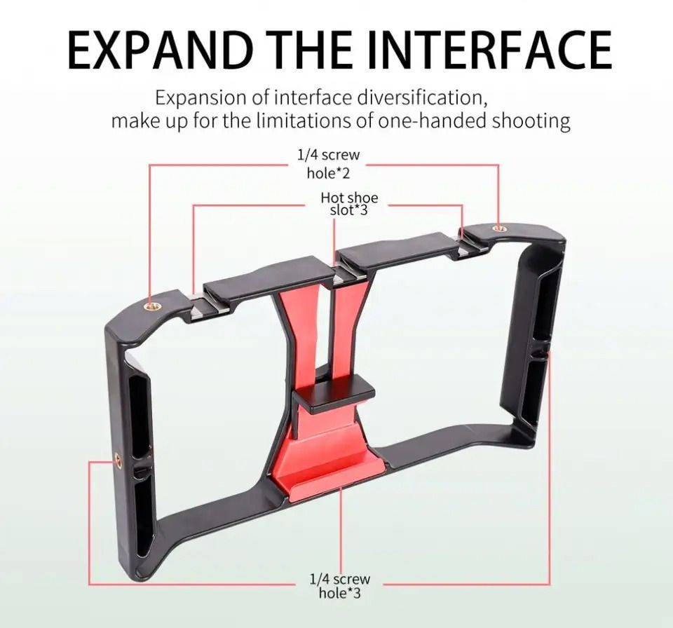 用於智能手機的攝像機籠穩定器牢固且穩定的手柄握把裝置 mceckp Video Camera Cage Stabilizer Firm and ...