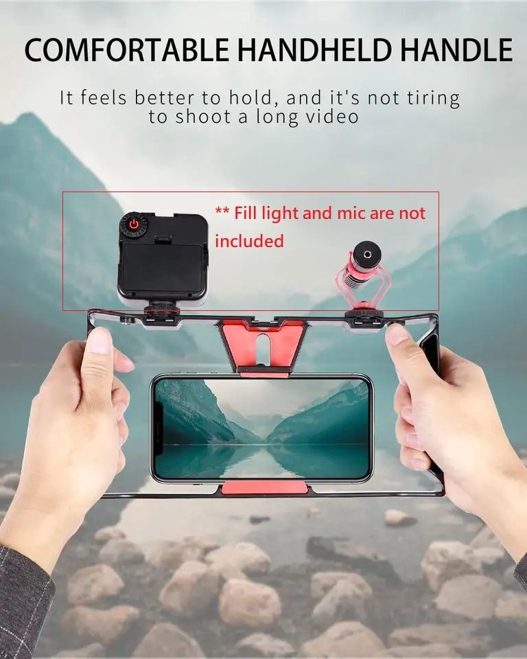 用於智能手機的攝像機籠穩定器牢固且穩定的手柄握把裝置 mceckp Video Camera Cage Stabilizer Firm and ...