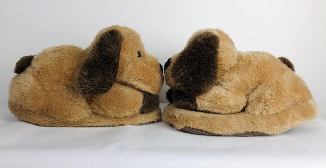 Adorable Furry Dog Plushy Slippers, Women's Fashion, Footwear, Slippers ...