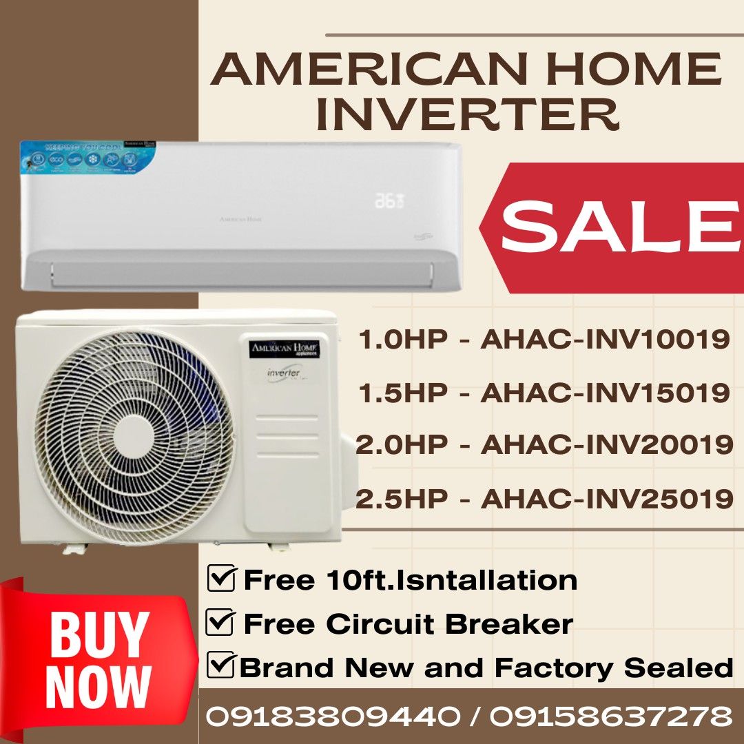 American Home Inverter Split Type Aircon, TV & Home Appliances, Air ...