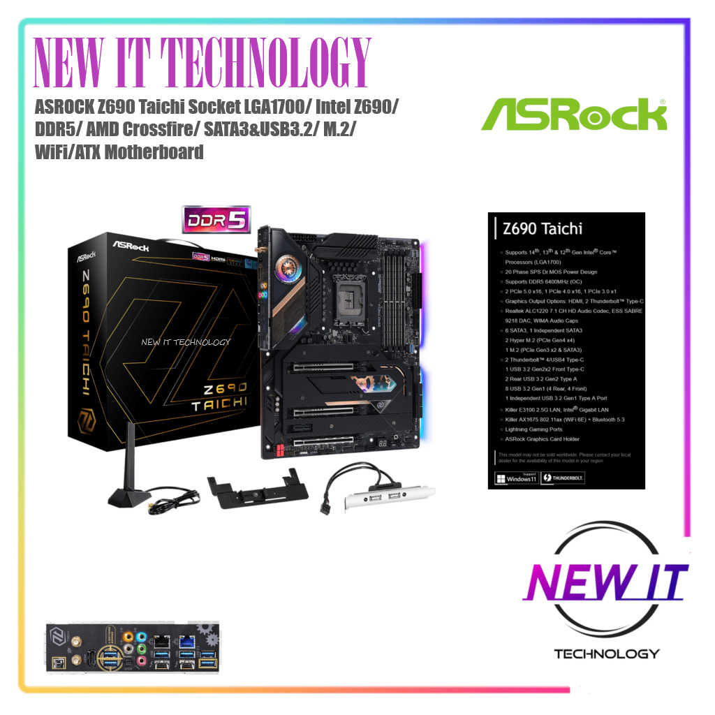 ASROCK Z690 Taichi Socket LGA1700/ Intel Z690/ DDR5/ AMD Crossfire ...