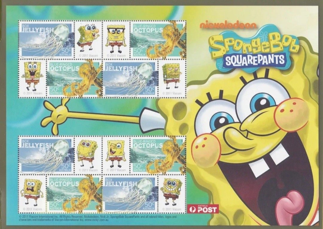 Australia 2012 Many Faces Of SpongeBob stamp souvenir sheet, Hobbies ...