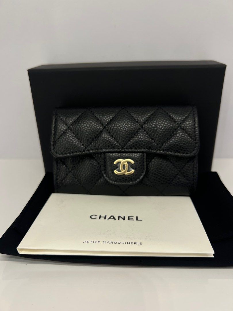Chanel classic flap card holder caviar black GHW, Luxury, Bags ...