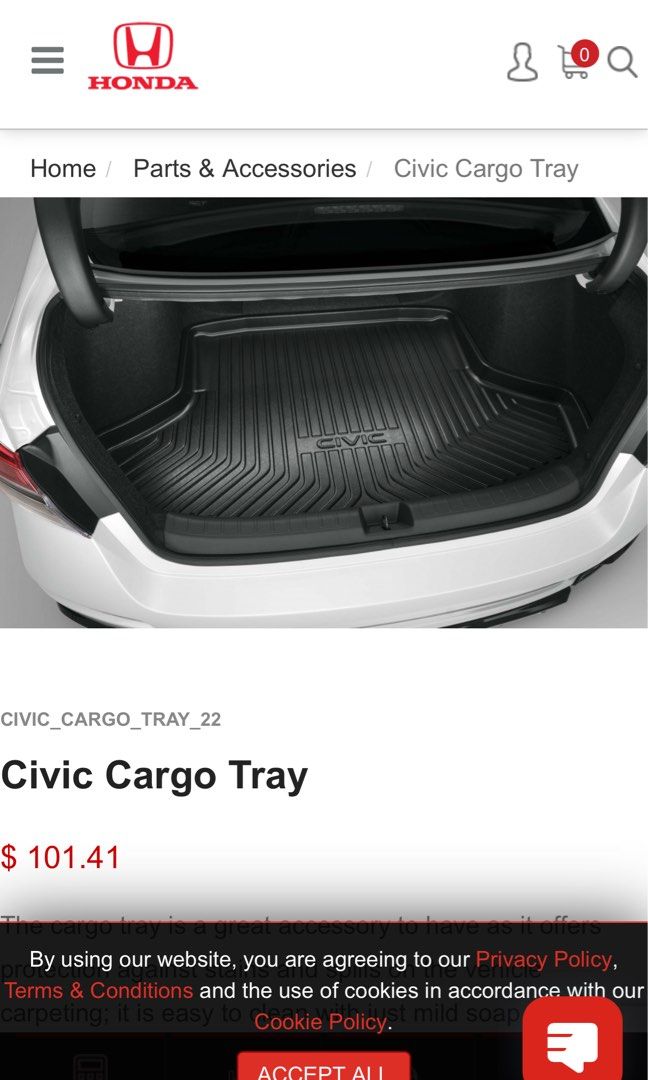 Civic FC1/5 Cargo Tray, Car Accessories, Accessories on Carousell