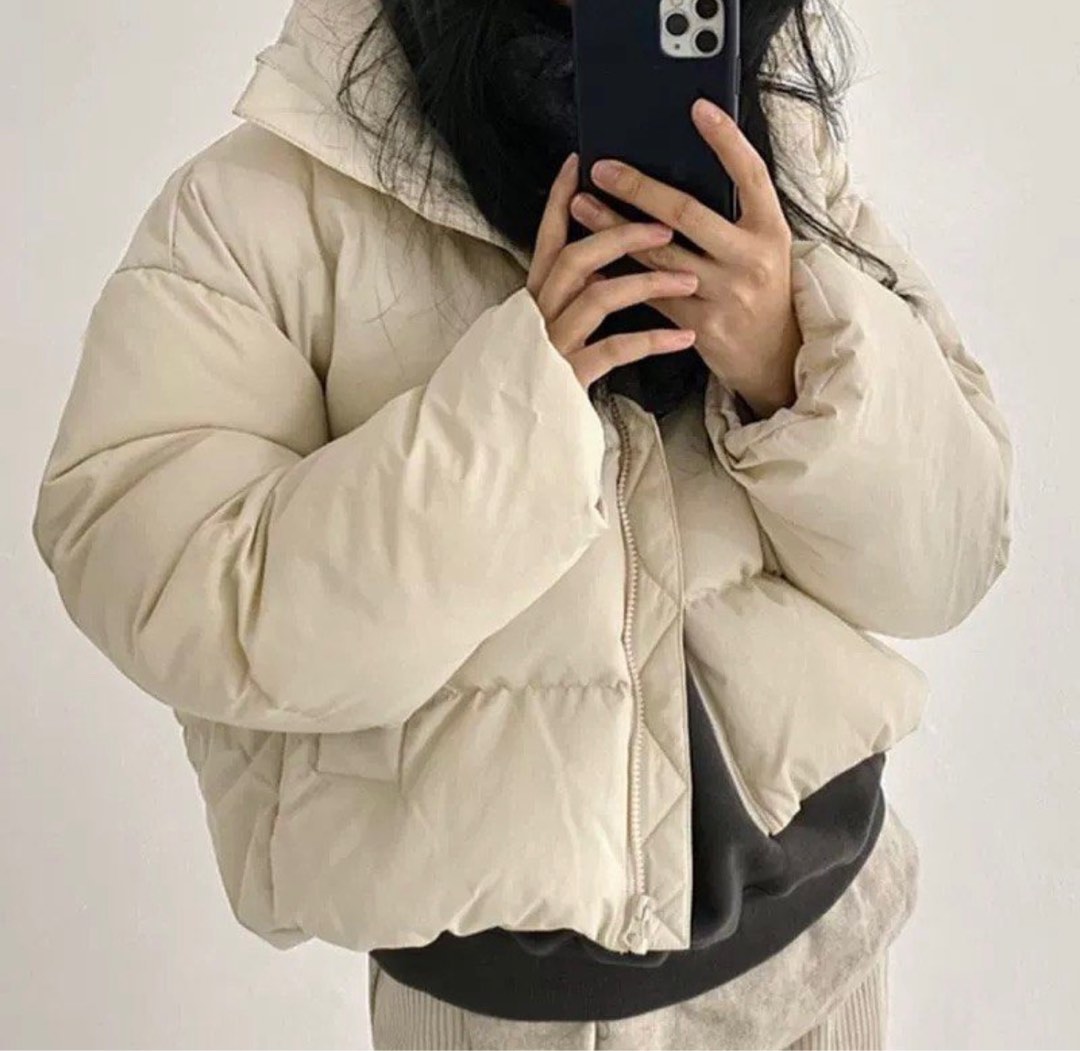 Cream puffer, Women's Fashion, Coats, Jackets and Outerwear on Carousell