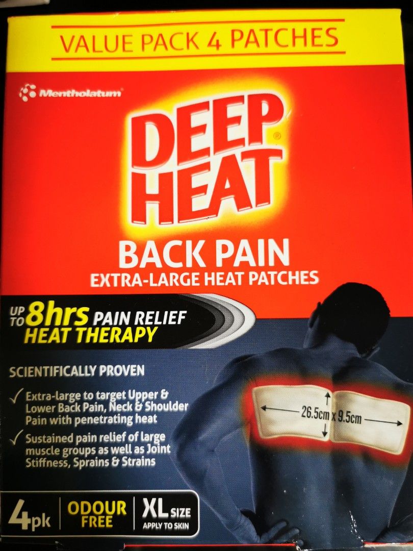 Deep Heat Back Pain Extra-Large Heat Patches, Everything Else on Carousell