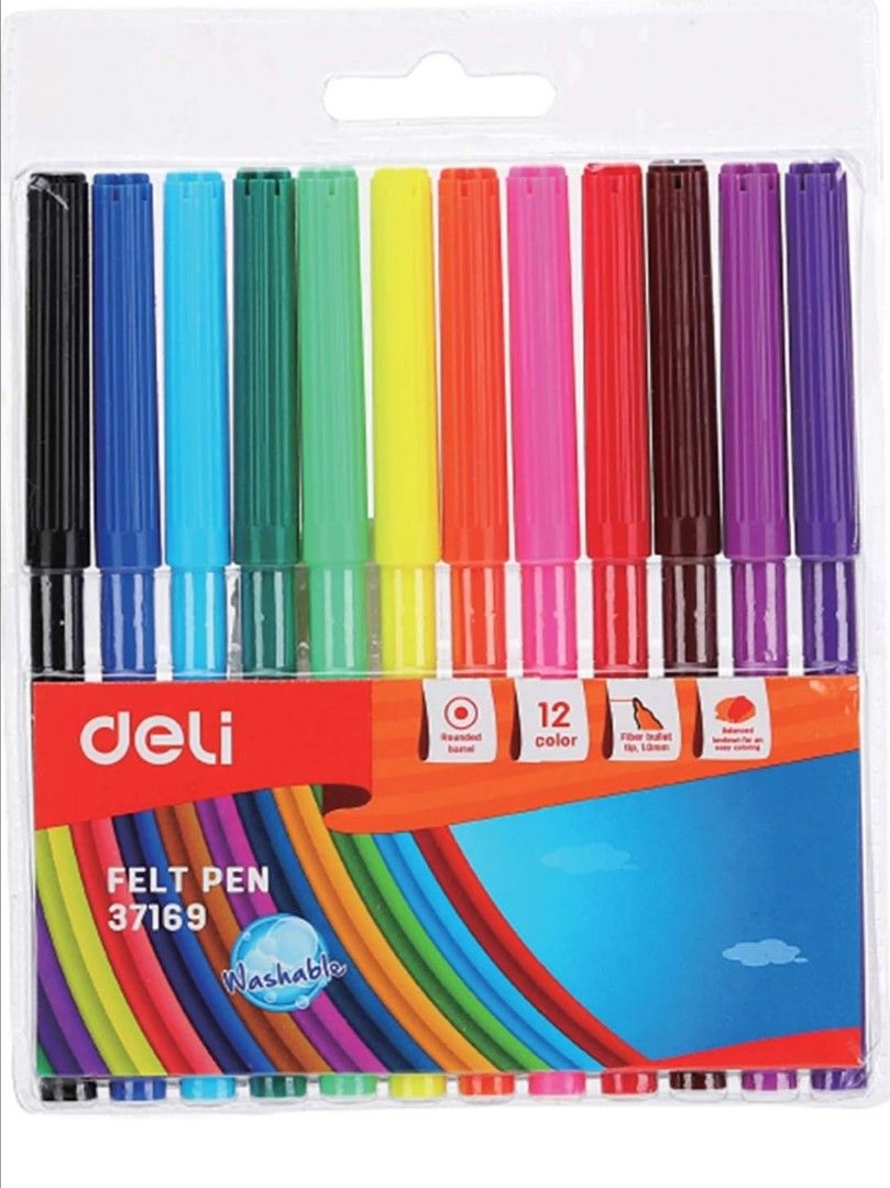 Deli felt pen washable marker, Hobbies & Toys, Stationery & Craft ...