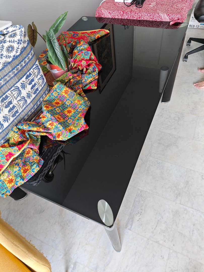 Dining tamper glass table for 6 seater, Furniture & Home Living ...