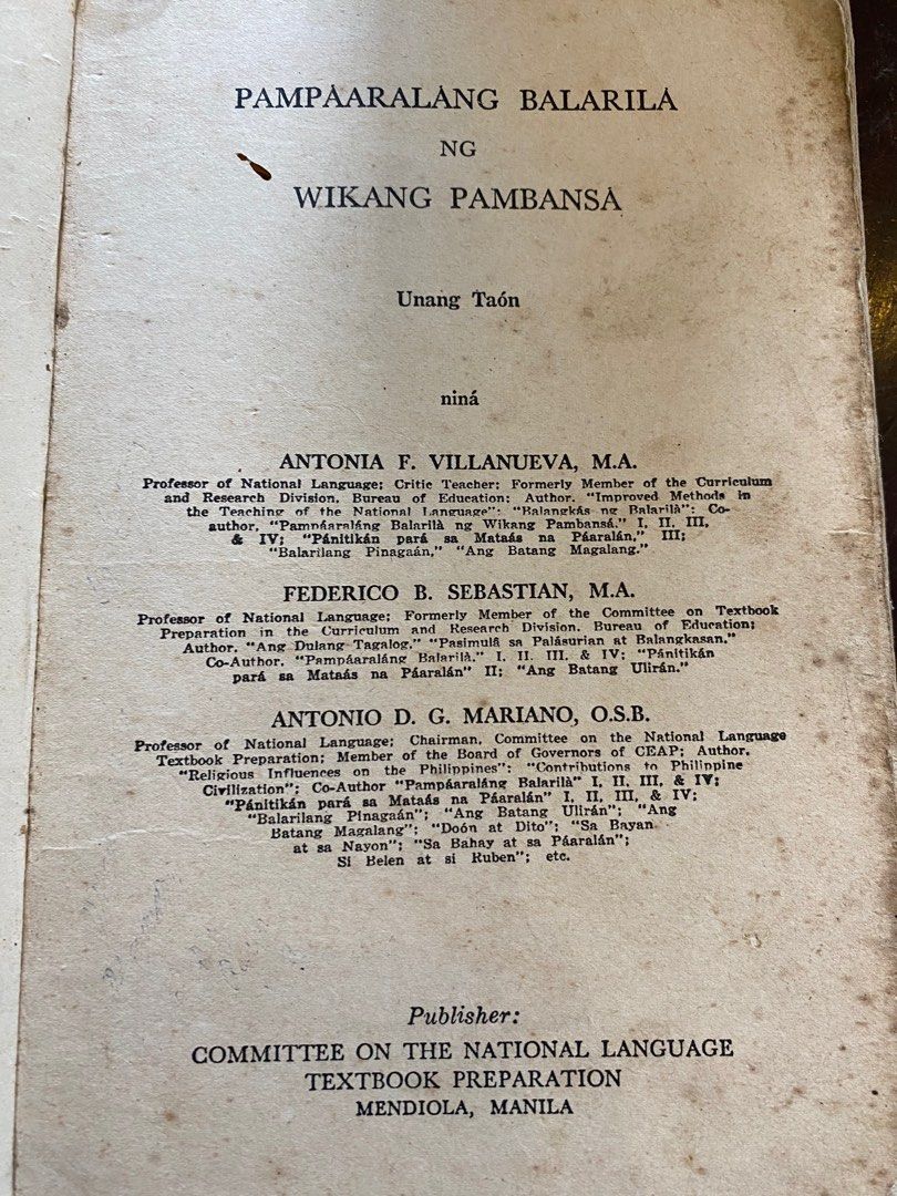[Filipiniana] Philippines History Vintage Book Pampaaralang Balarila Ng ...