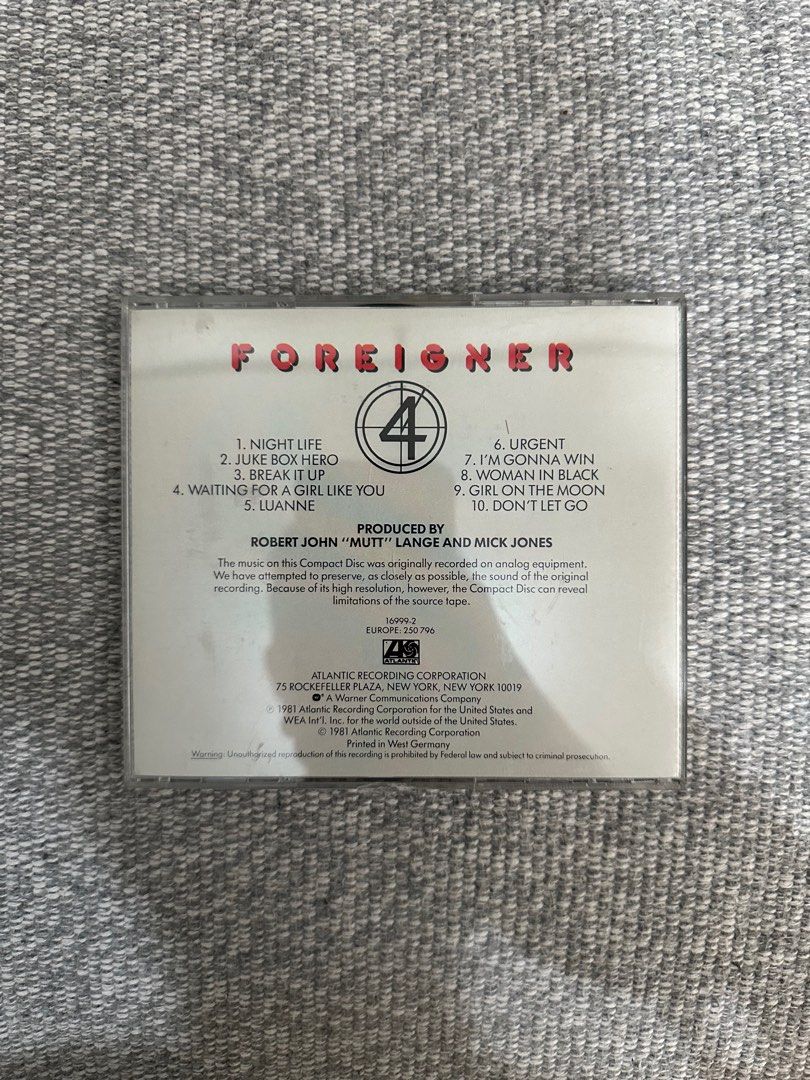 Foreigner - 4 - Secondhand Target CD - (Original Early Pressed, West Germany, 1985), Hobbies ...