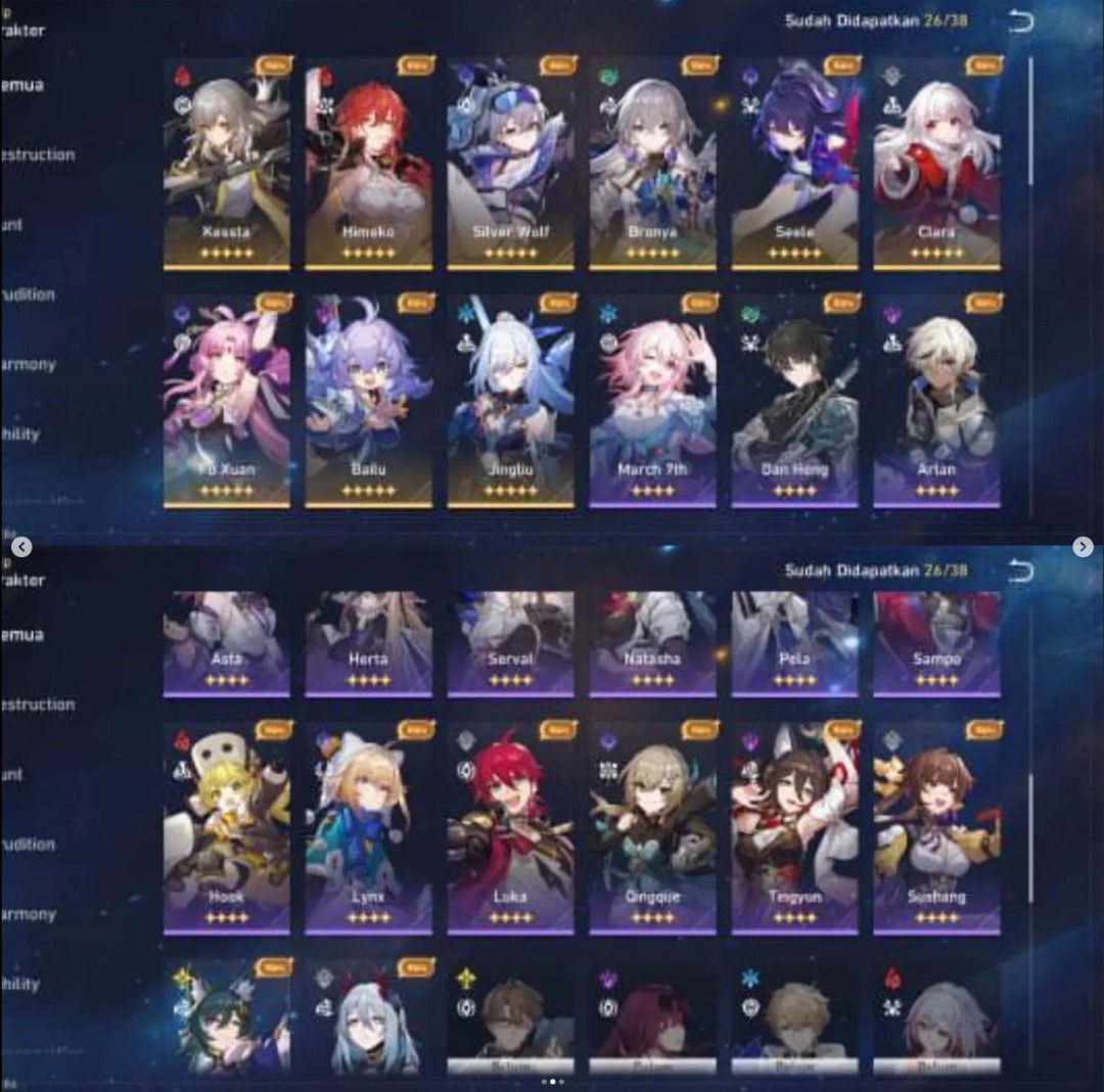 Honkai star rail account MONOQUANTUM PARTY WITH JINGLIU 8x 5 Star + 5 ...