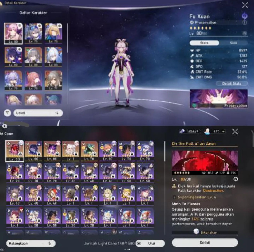 Honkai star rail account MONOQUANTUM PARTY WITH JINGLIU 8x 5 Star + 5 ...