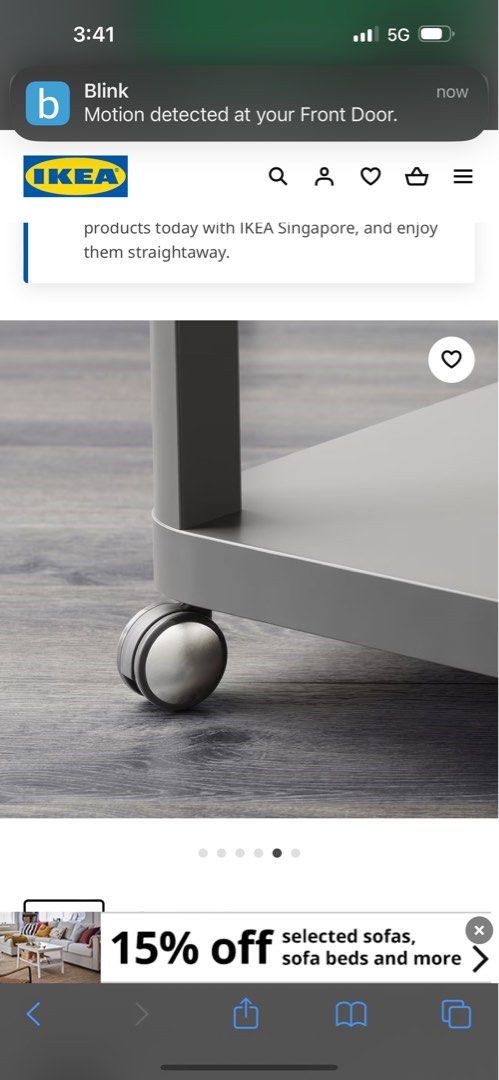 IKEA Tingby Side Table with castor wheels, Furniture & Home Living ...