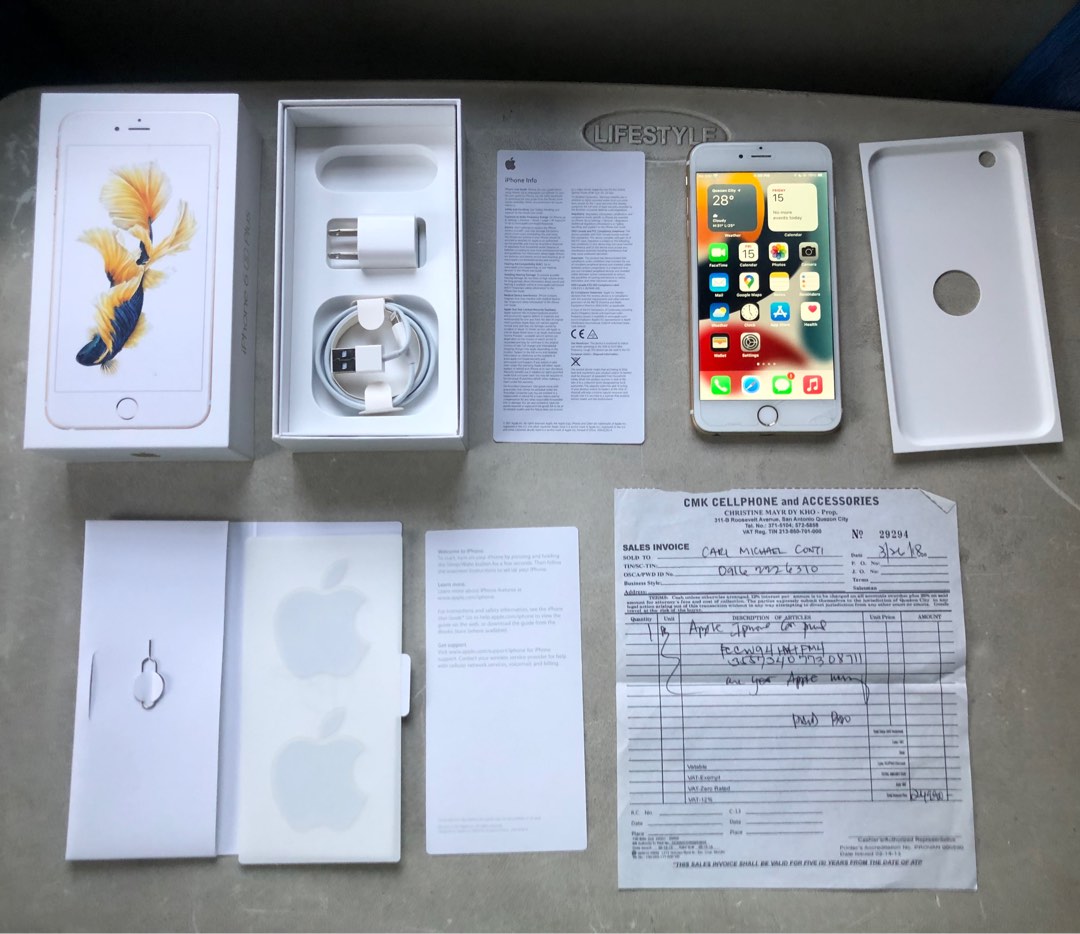 iPhone 6s Plus 32GB FACTORY UNLOCKED Complete set with charger apple stickers SIM Eject pin ...