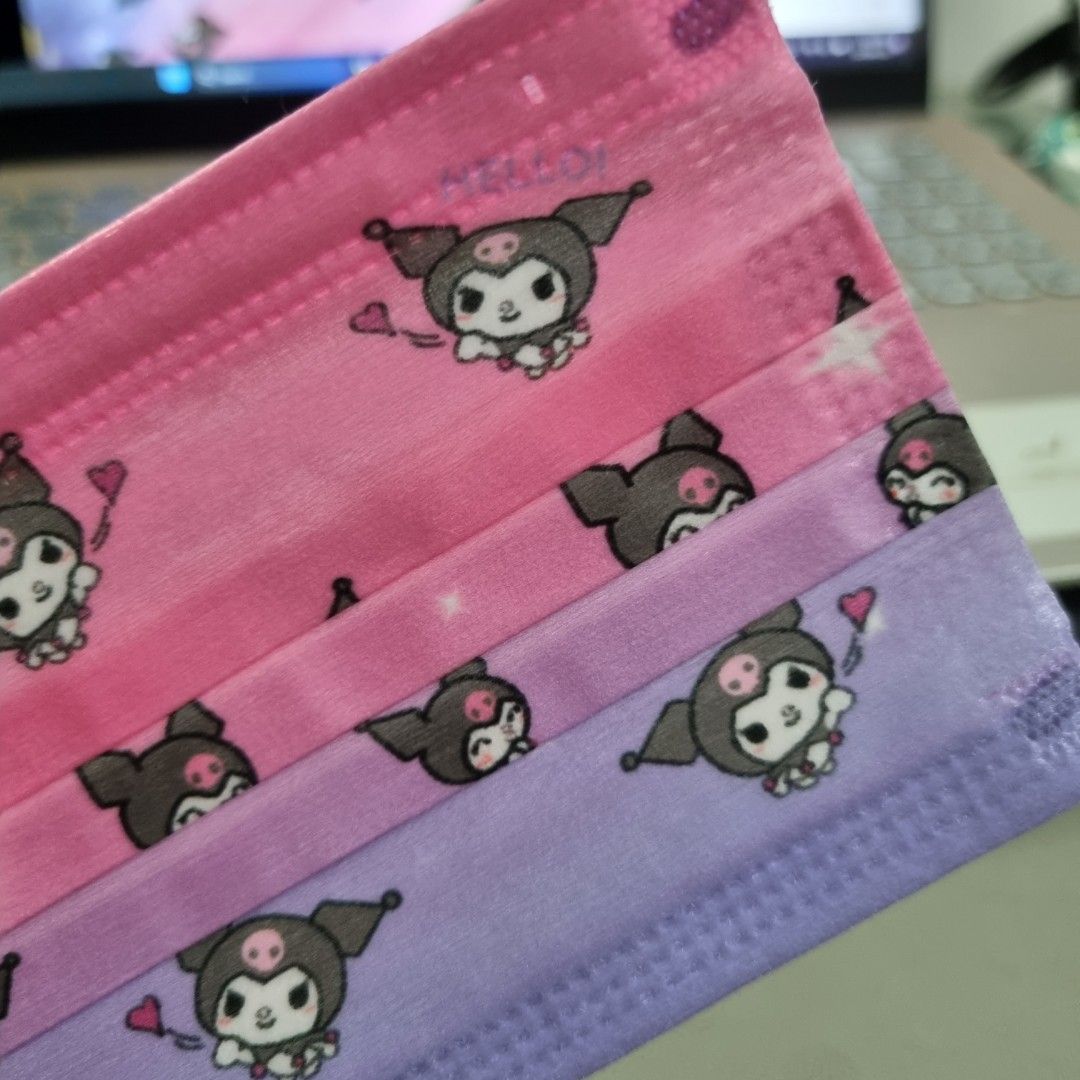 KUROMI Disposable Masks 3 Ply BFE 99% 50pcs Adult Size, Health ...