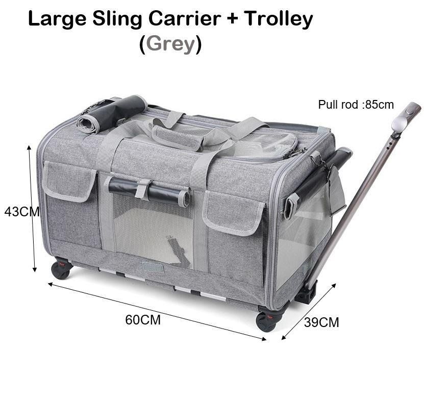 Large Pet Trolley Cat Dog Small Animal Trolley Carrier with Wheels ...