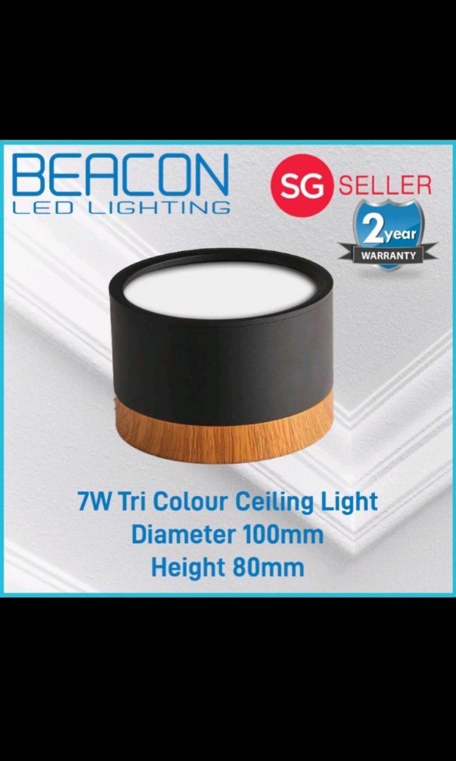 LED 7W Ceiling Light Tri color, Furniture & Home Living, Lighting ...