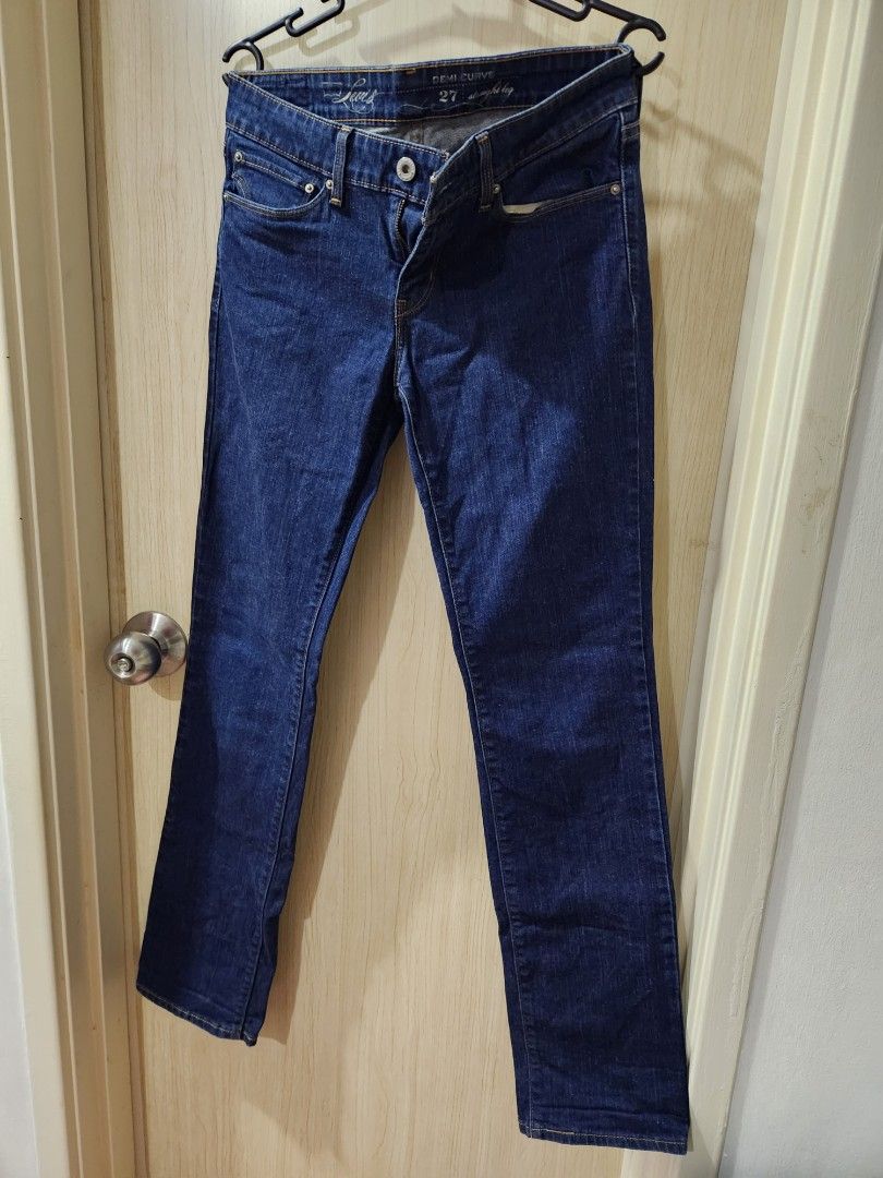 levis levi's dark blue jeans straight demi curve cut w27 l32, Women's ...