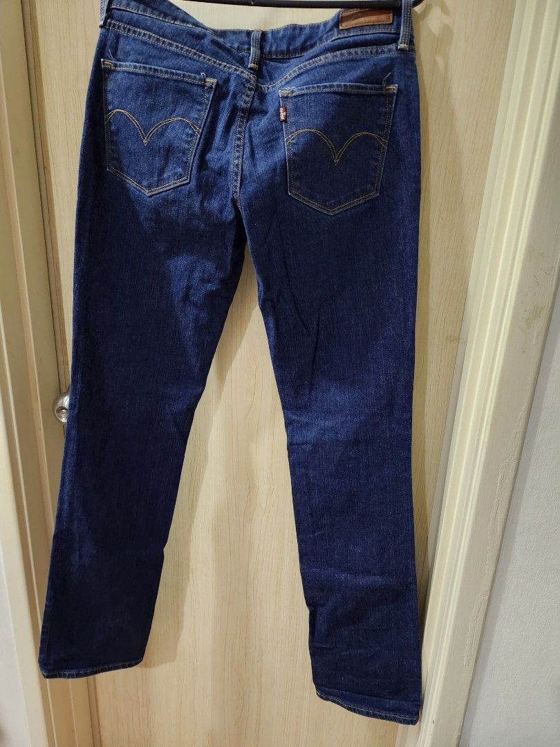 levis levi's dark blue jeans straight demi curve cut w27 l32, Women's ...