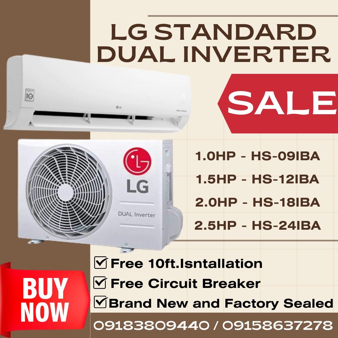 LG DUAL INVERTER SPLIT TYPE AIRCON, TV & Home Appliances, Air ...