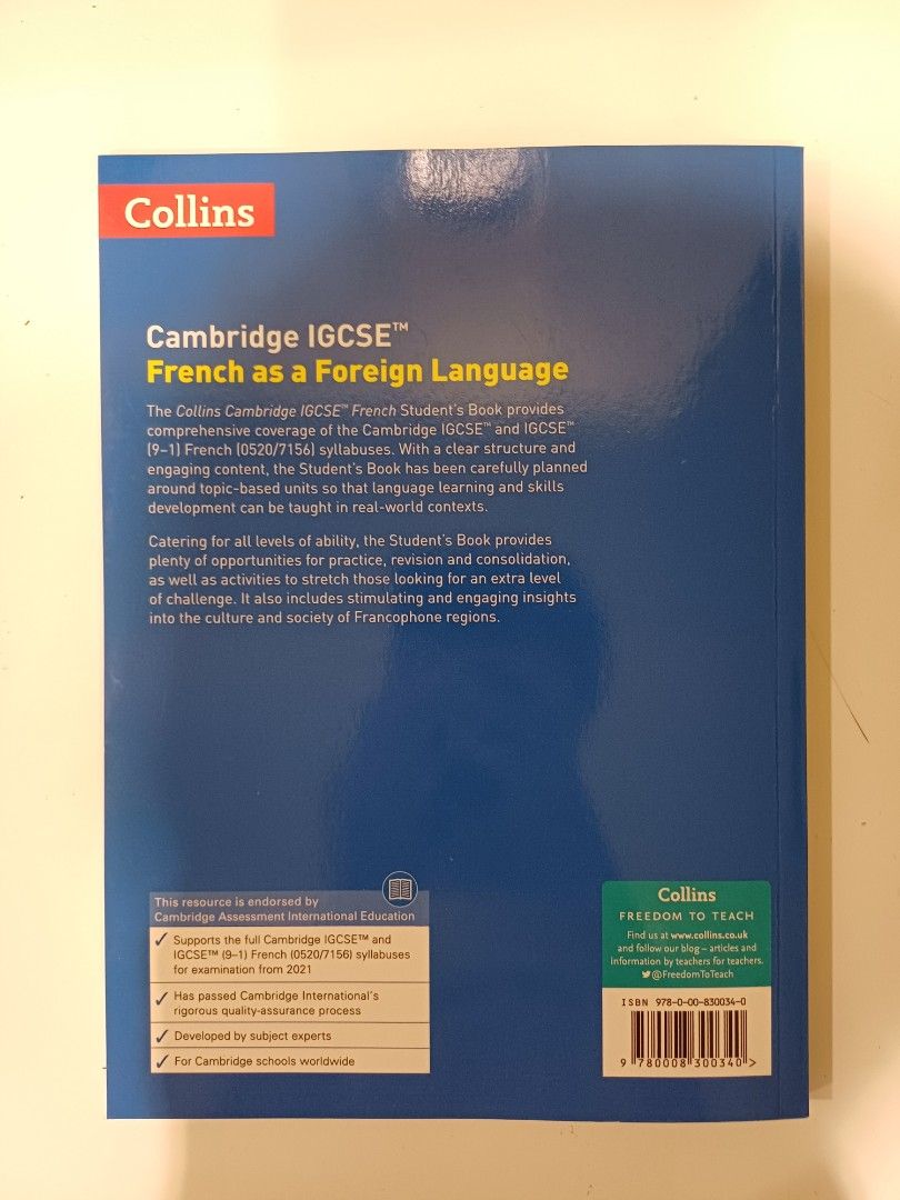 [NEW] (Collins) IGCSE French Coursebook, Hobbies & Toys, Books ...