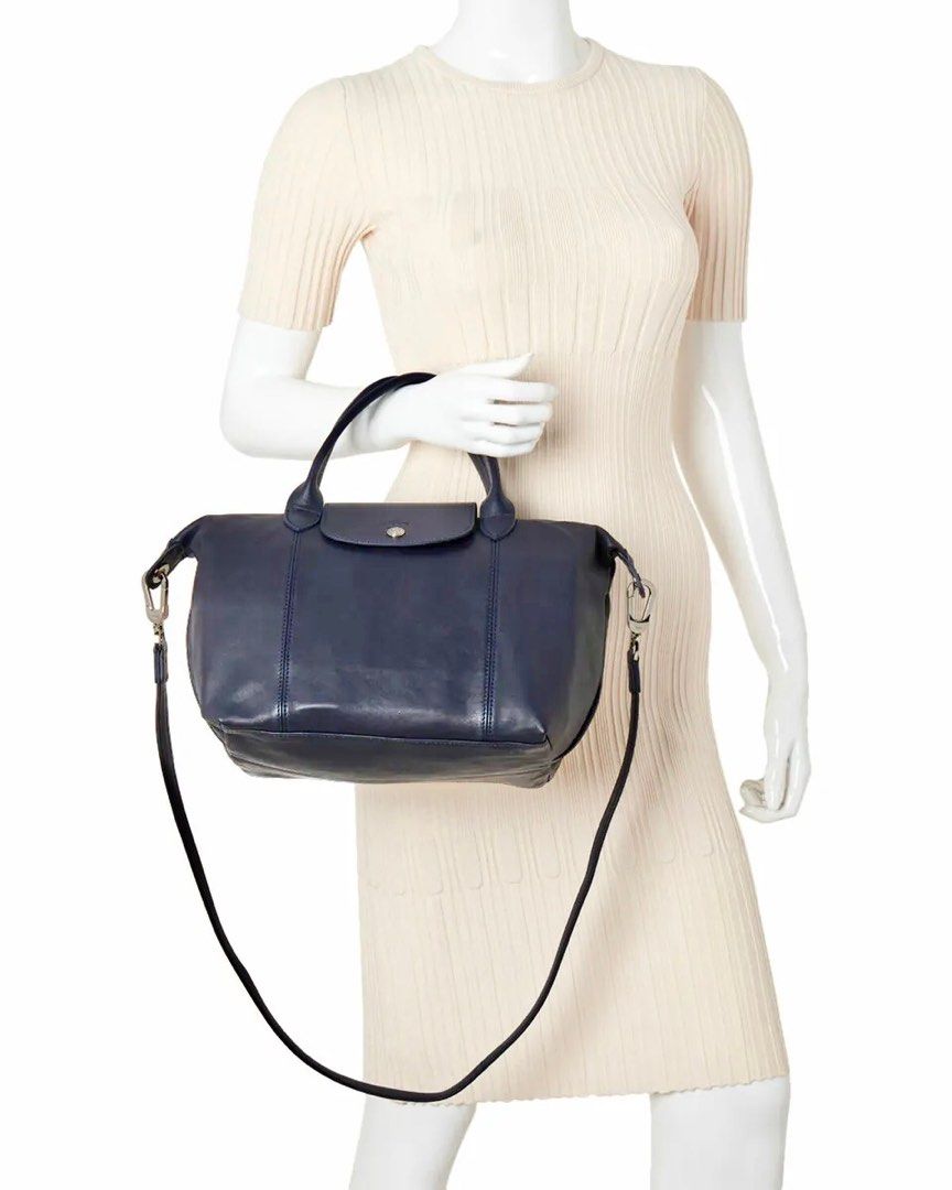LONGCHAMP Le Pliage Cuir Small Leather Crossbody Bag NAVY BLUE ...