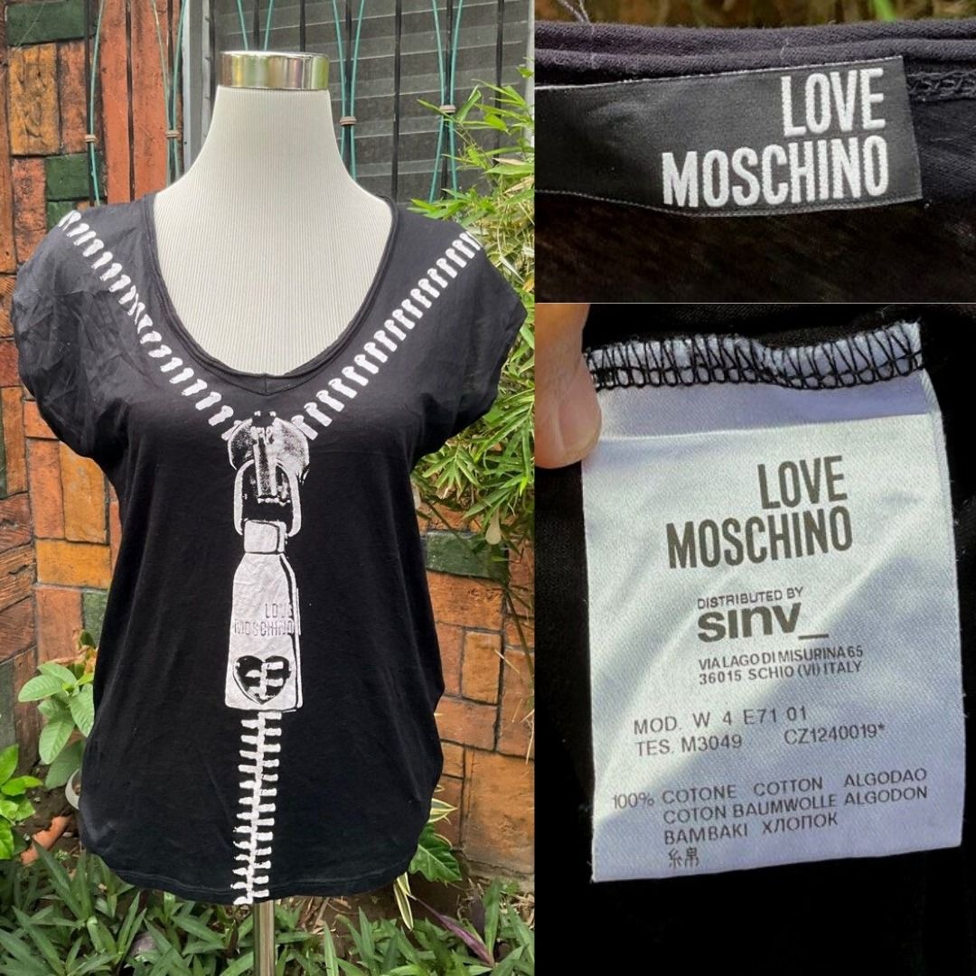 Love Moschino Black Tshirt - Moschino Top zipper print Made in Turkey ...