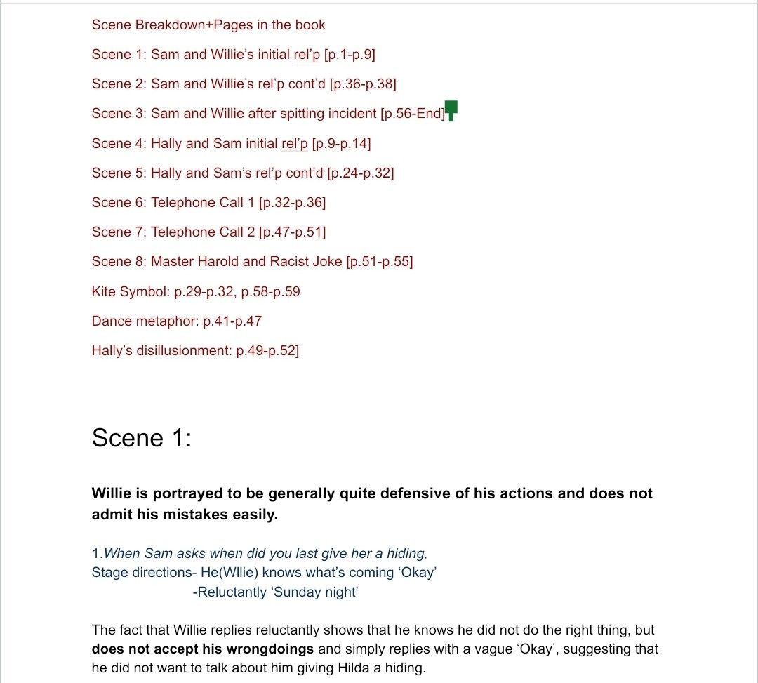 Master Harold and The Boys Literature Analysis (Sec 1/2 Literature ...
