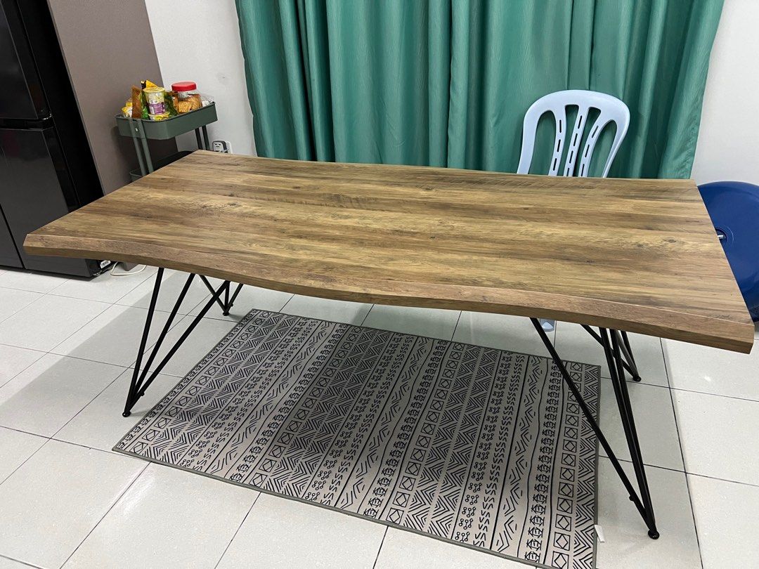 Meja Makan Modern Dining Table 3X6 feet WALNUT, Furniture & Home Living ...