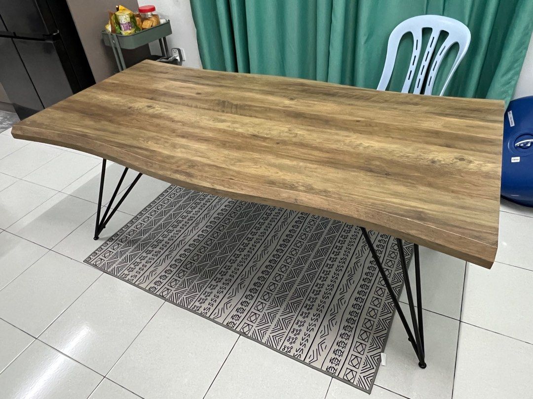 Meja Makan Modern Dining Table 3X6 feet WALNUT, Furniture & Home Living ...