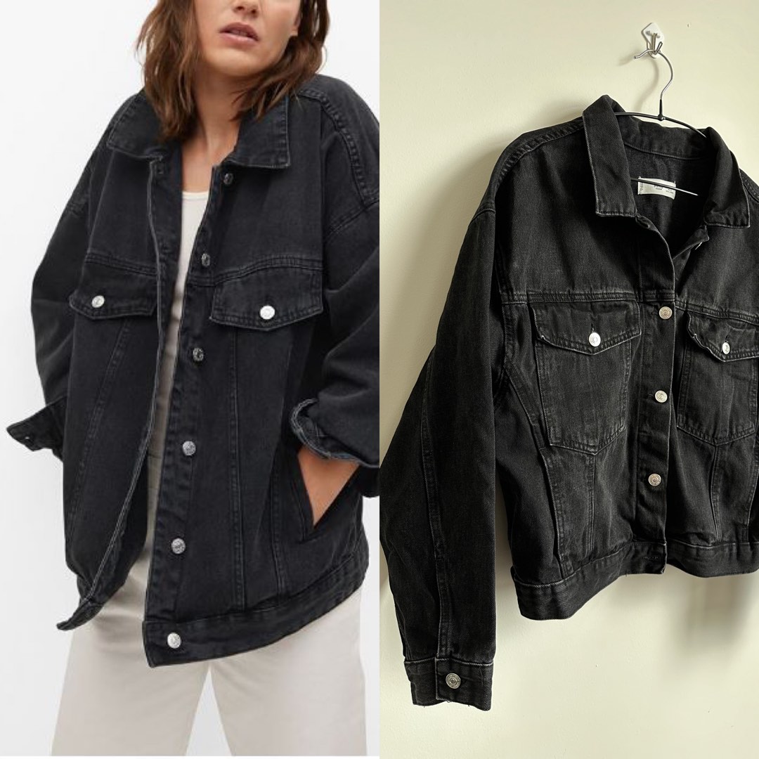 MNG Denim Jacket Black, Women's Fashion, Coats, Jackets and Outerwear ...