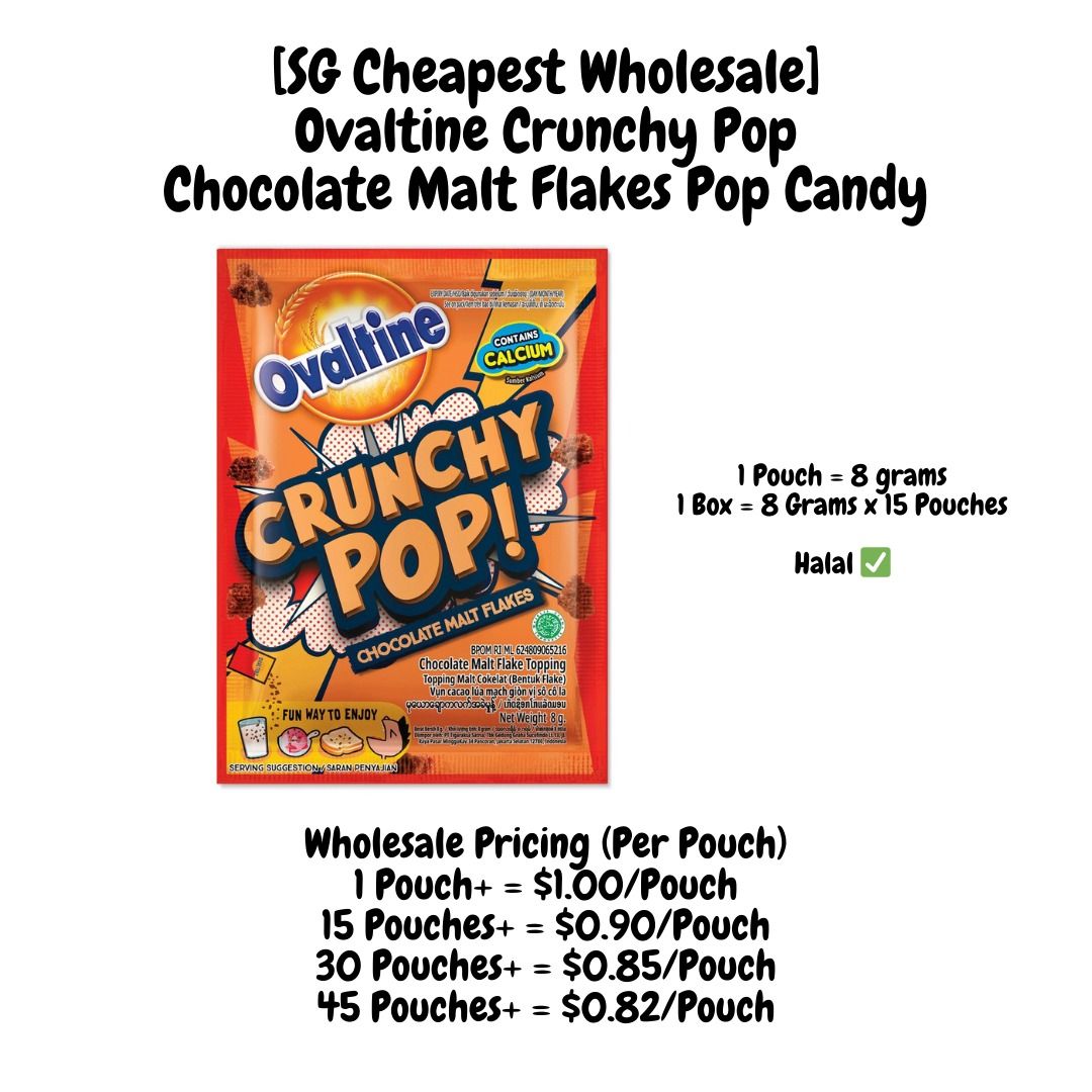 Ovaltine Crunchy Pop Chocolate Malt Flakes Pop Candy, Food & Drinks ...