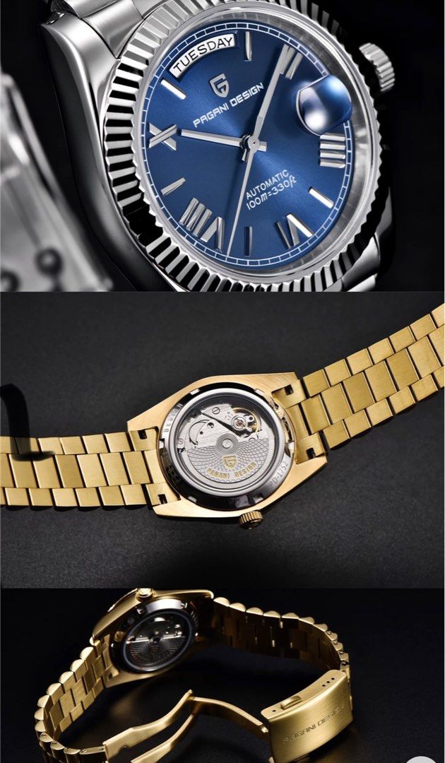 PAGANI DESIGN Day Date Homage Watch Automatic Stainless Steel Sapphire ...