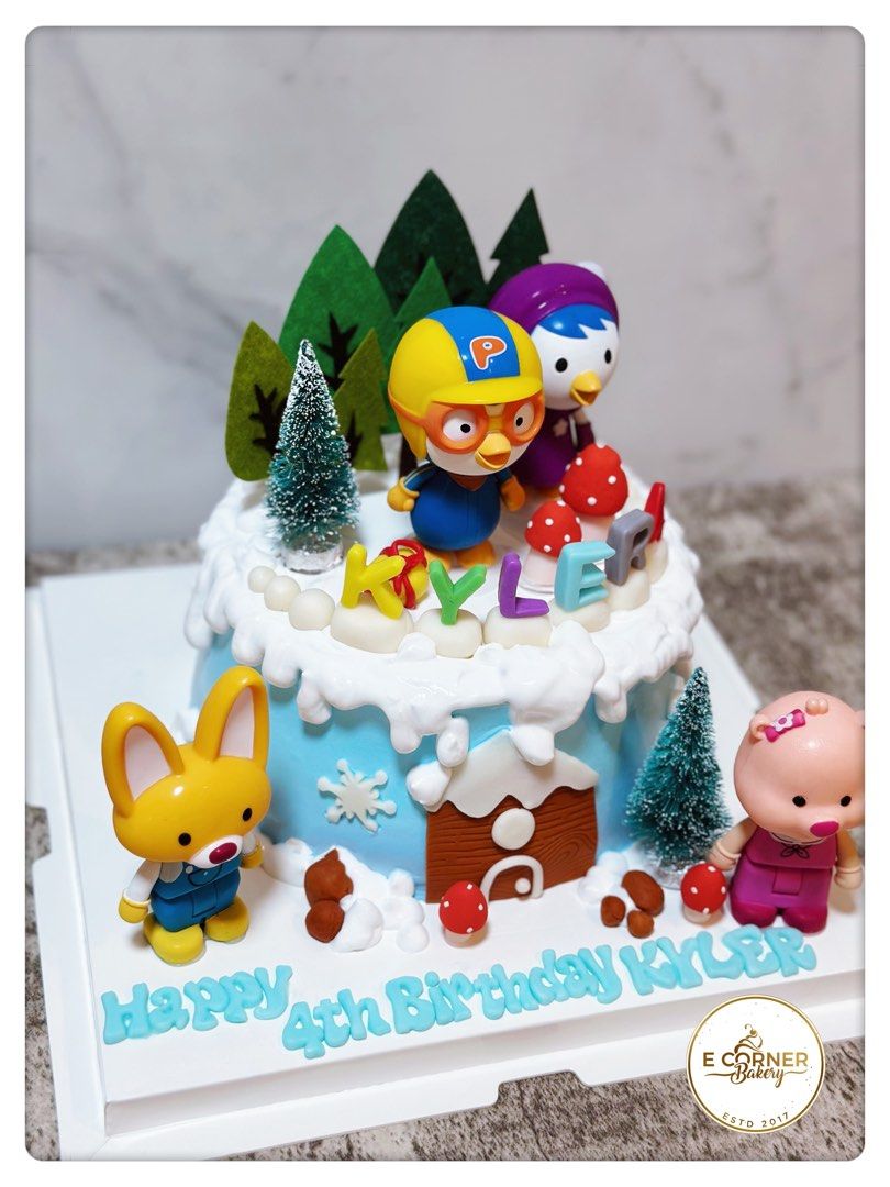 Pororo design cake, Food & Drinks, Homemade Bakes on Carousell