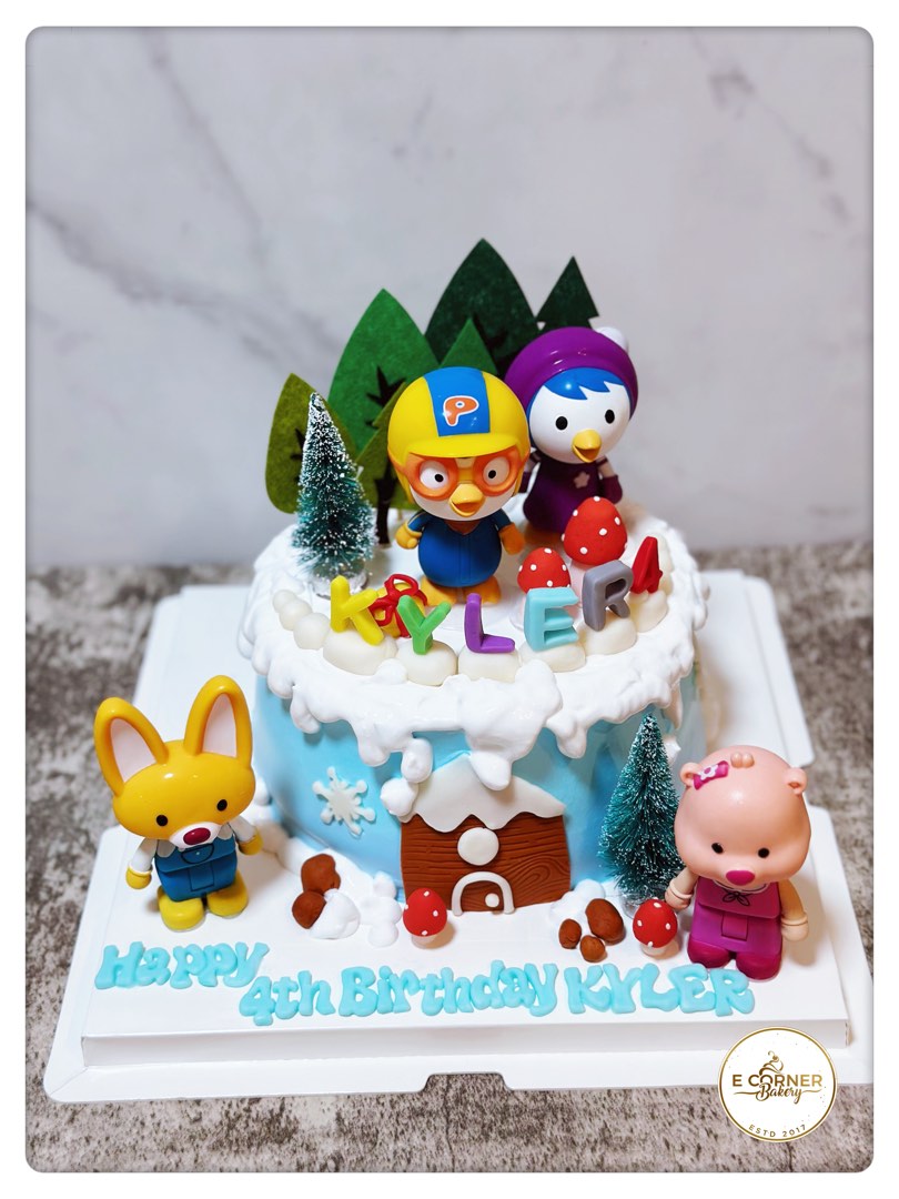 Pororo design cake, Food & Drinks, Homemade Bakes on Carousell